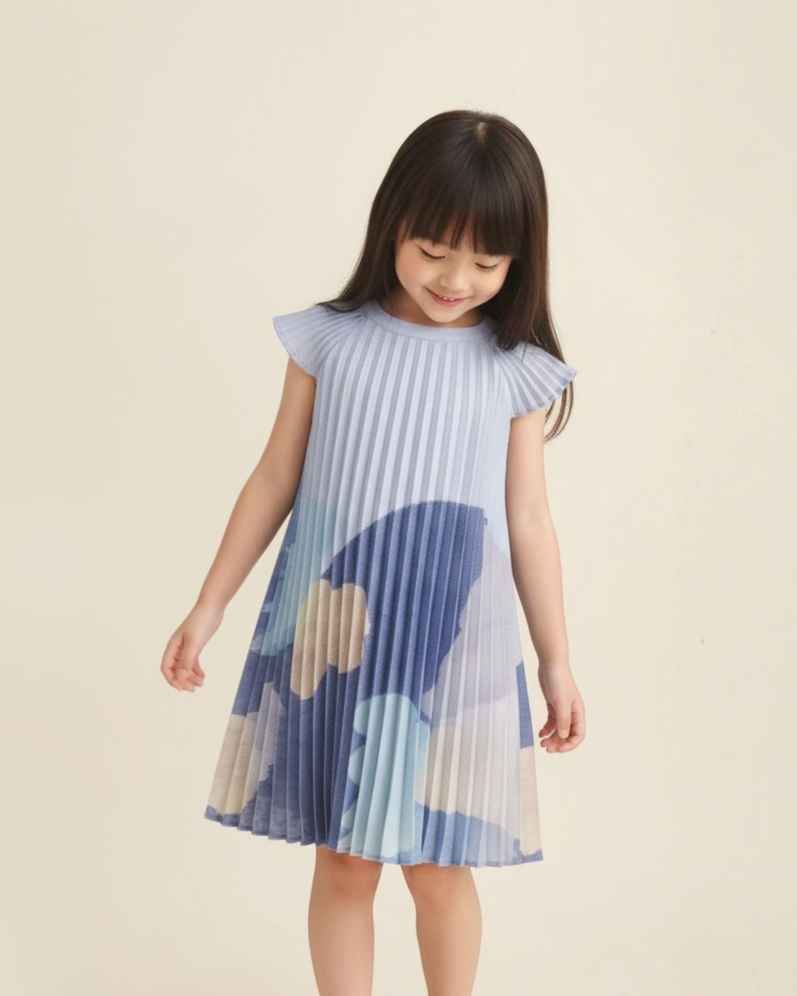 Moonlit Glow Pleated Girls Dress｜CNY Family Matching Outfit | 18M-12Y